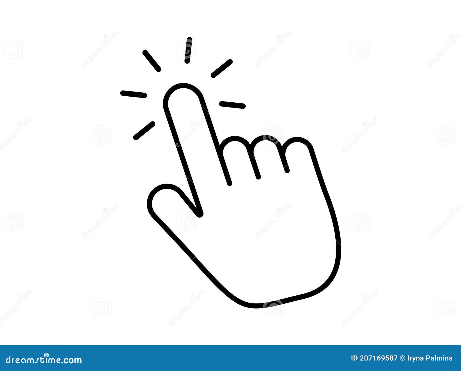 Finger Presses Button Icon. Black Hand Touches Index Finger of Abstract ...