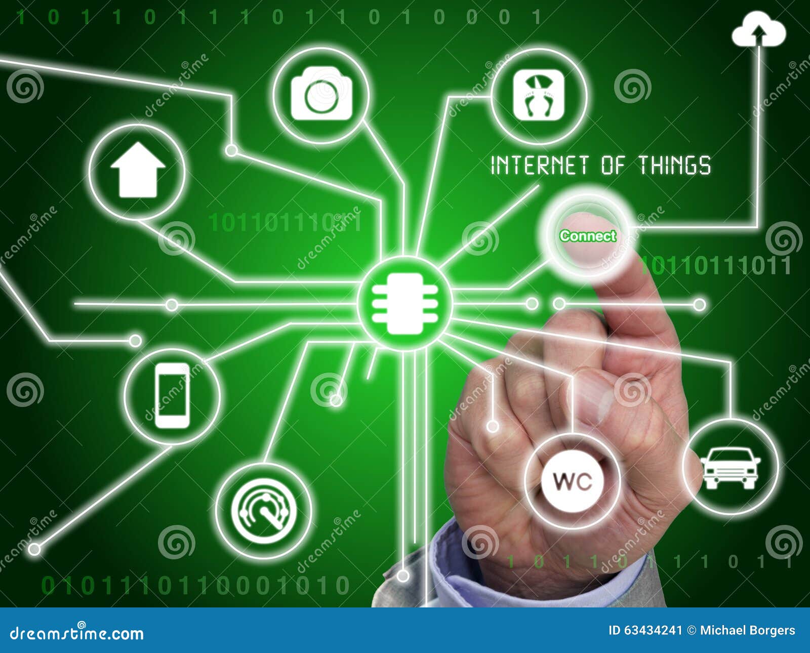 Finger Presses Button To Connect To the Internet Stock Illustration ...
