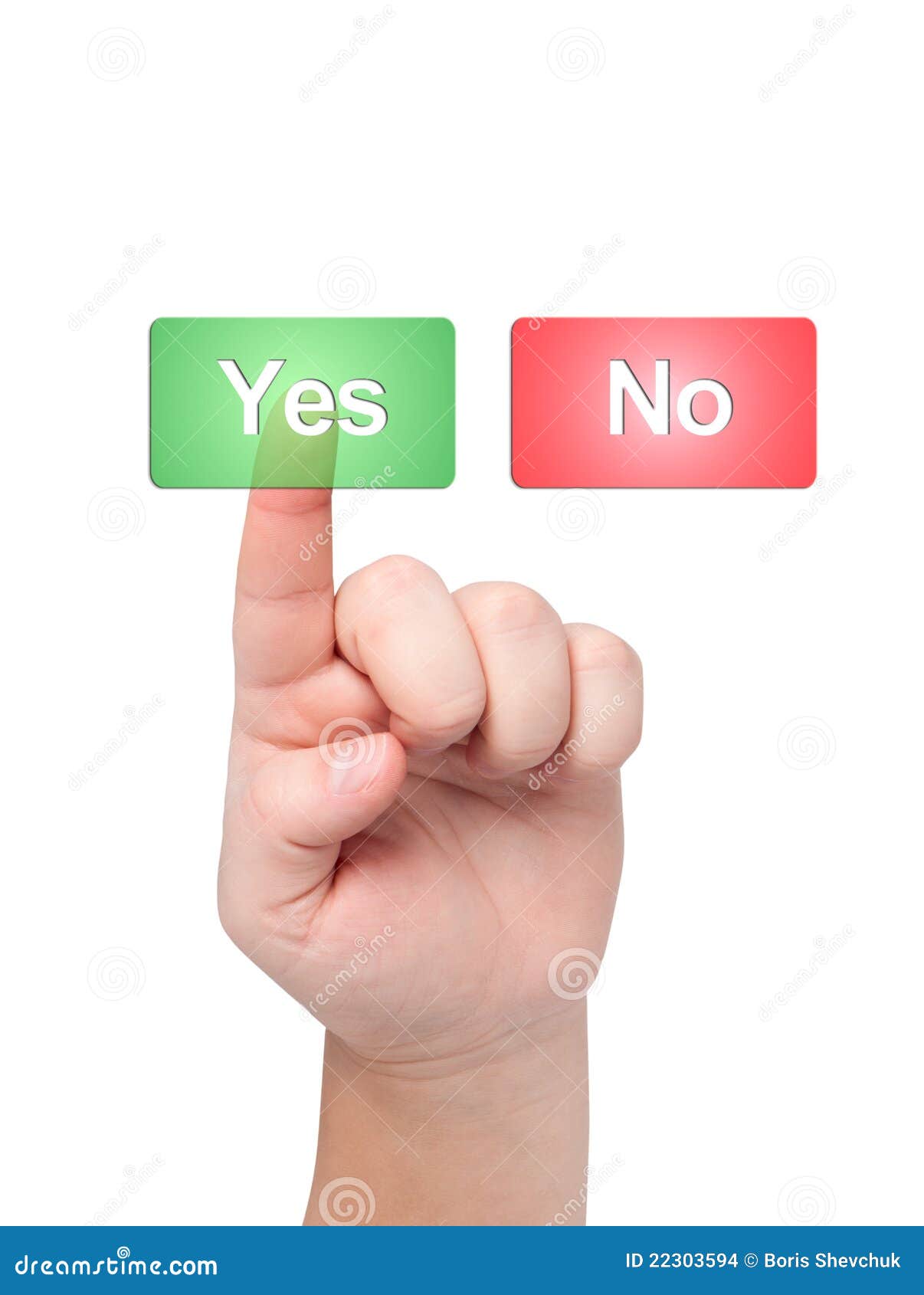 Finger Presses Button with Word Yes. Stock Illustration - Illustration ...