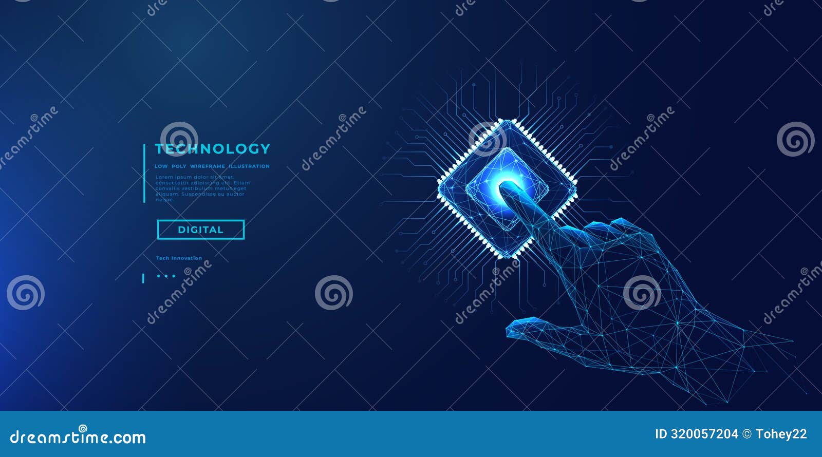 Finger Presses on a Chip or Processor. Technology Innovation Concept ...