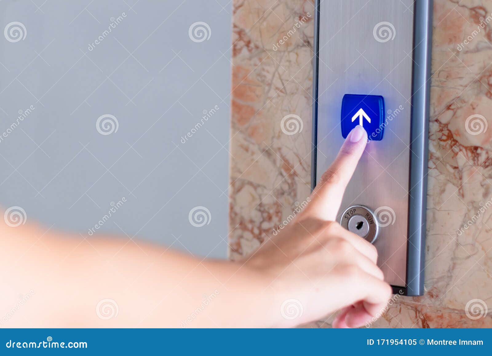 Finger Presses the Elevator Button,up and Down Button.man Pressing ...