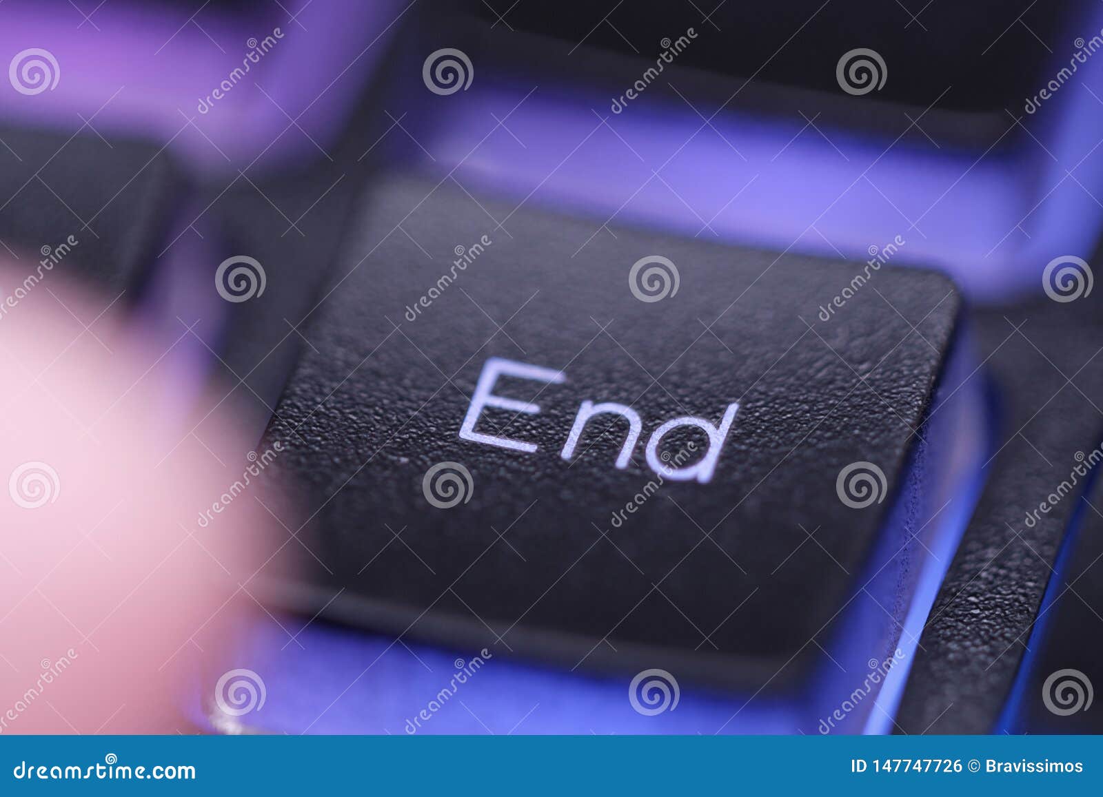 Finger Presses End Key on Keyboard Stock Photo - Image of button, media ...