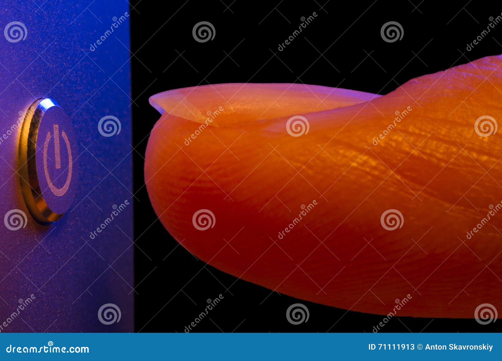 Finger Presses the Power Button Stock Image - Image of device, laptop ...