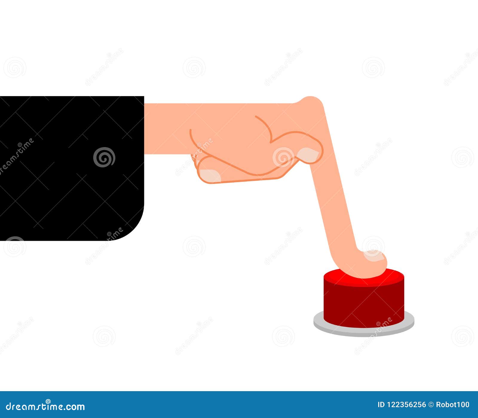 Finger Presses Red Button. Hand Press Vector Illustration Stock Vector ...