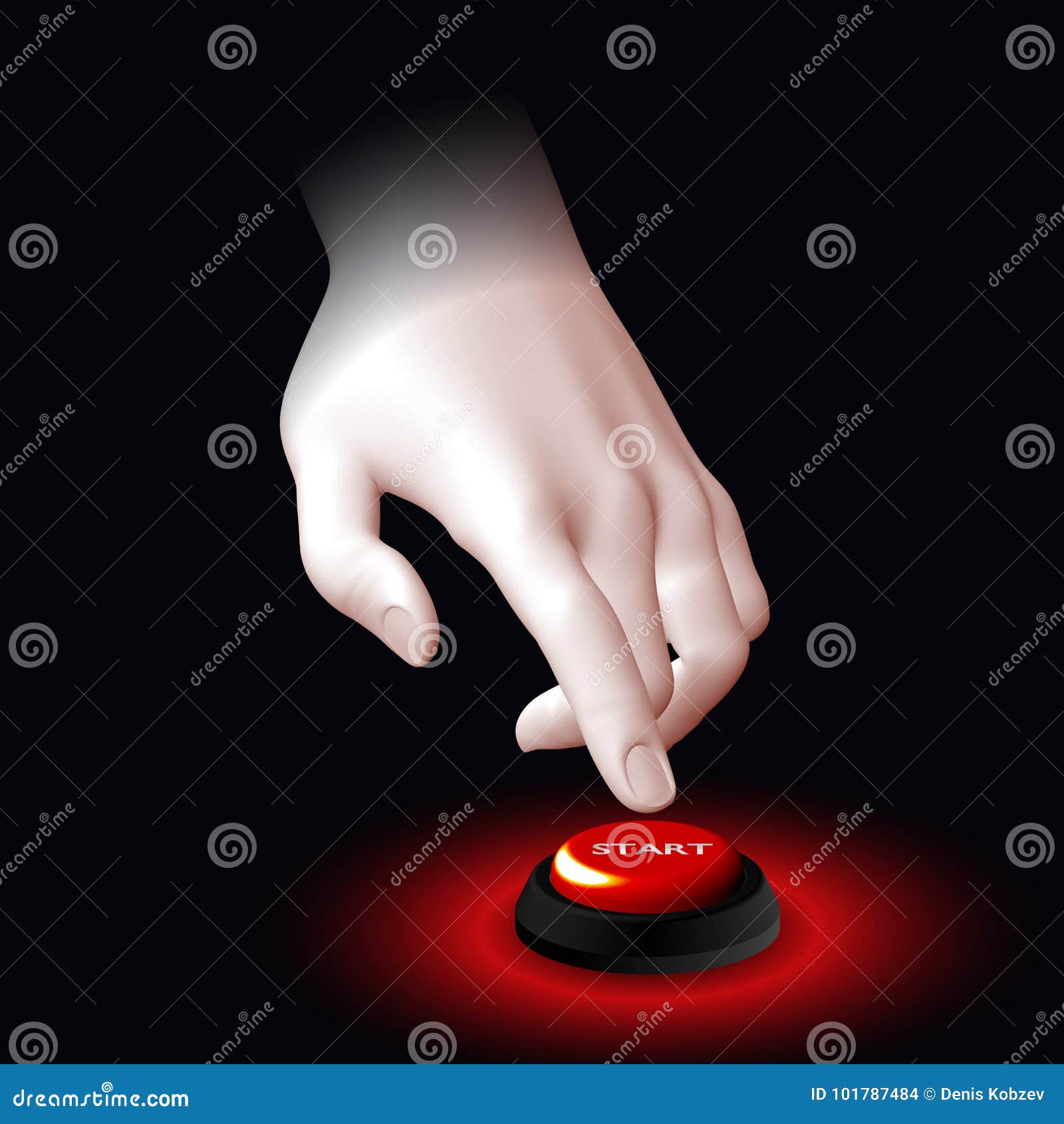 The Finger Presses the Red Power Button Stock Vector - Illustration of ...