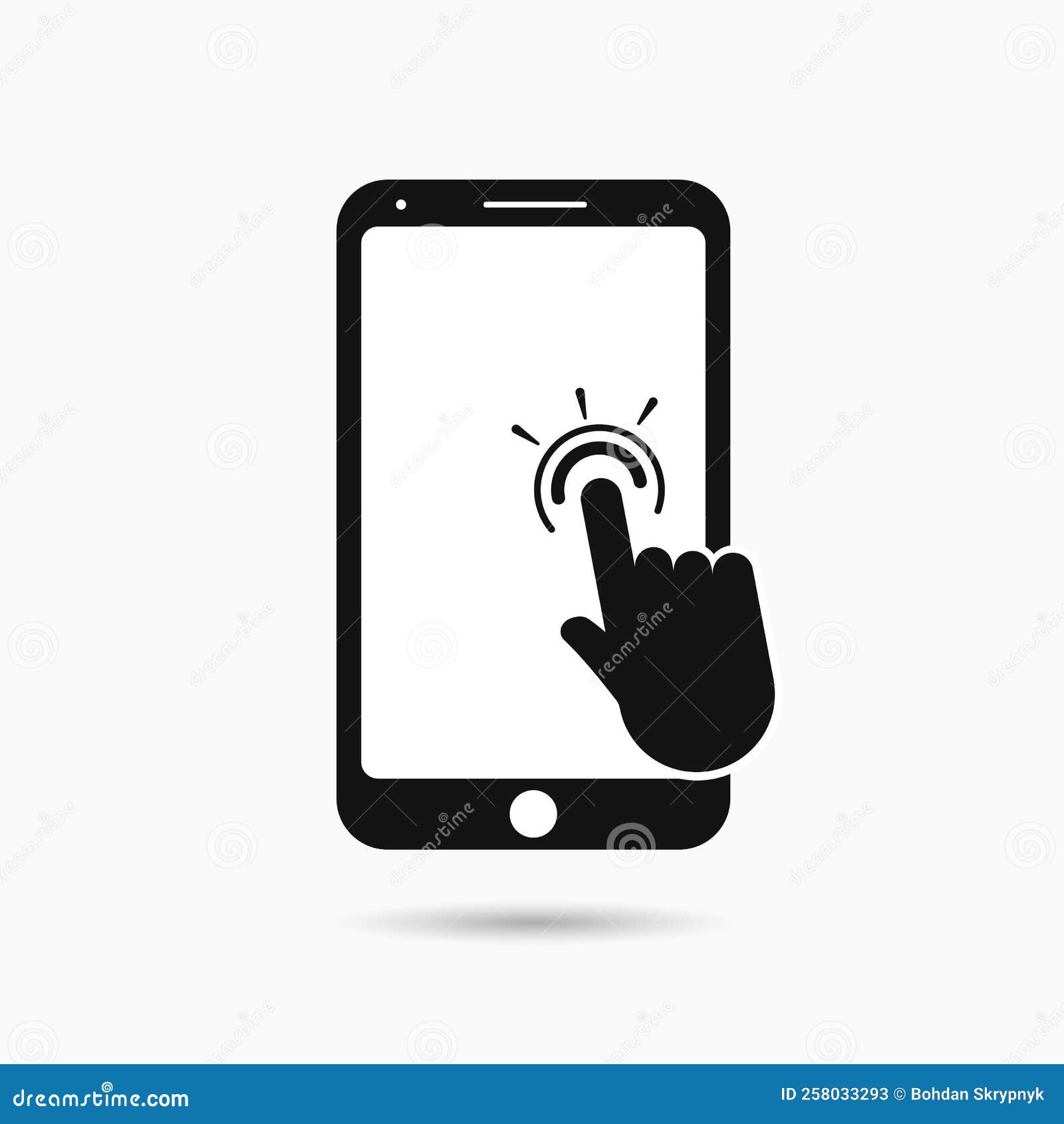 Finger Presses on Smartphone Screen Icon Stock Vector - Illustration of ...