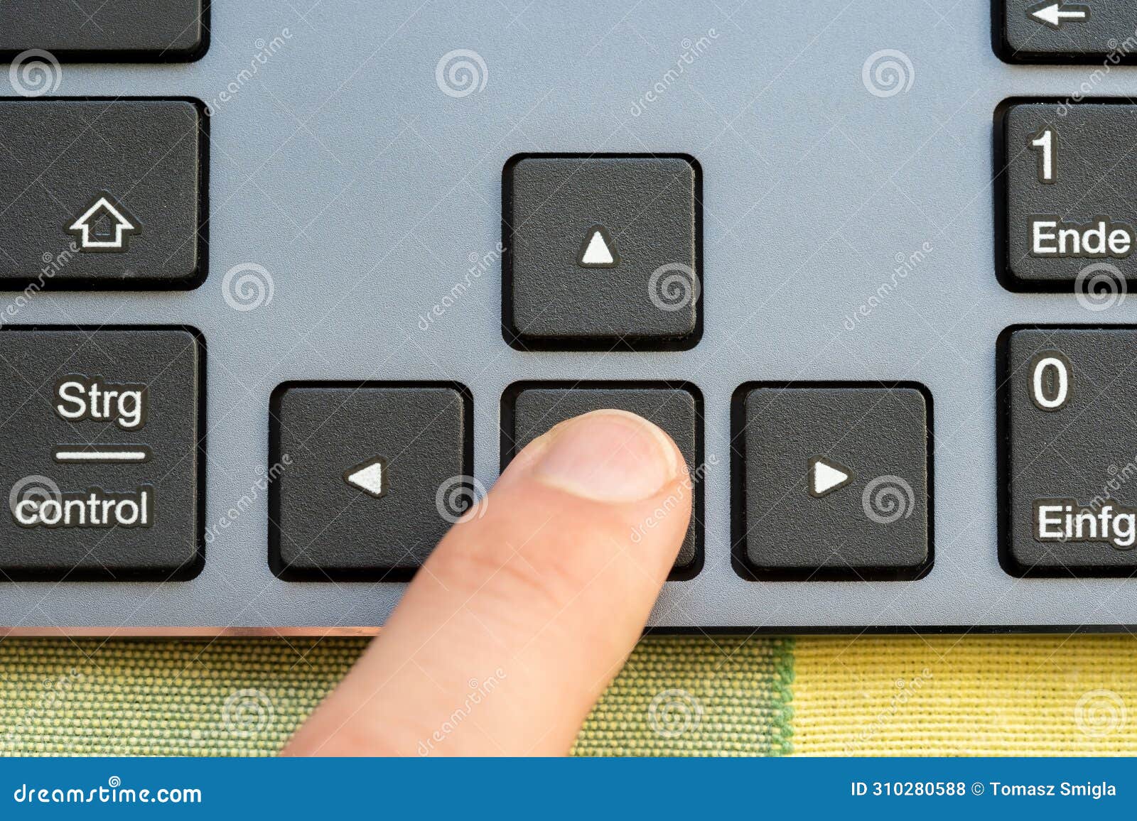 Finger Pressing the Back Arrow Key on a Computer Keyboard, Indicating a ...