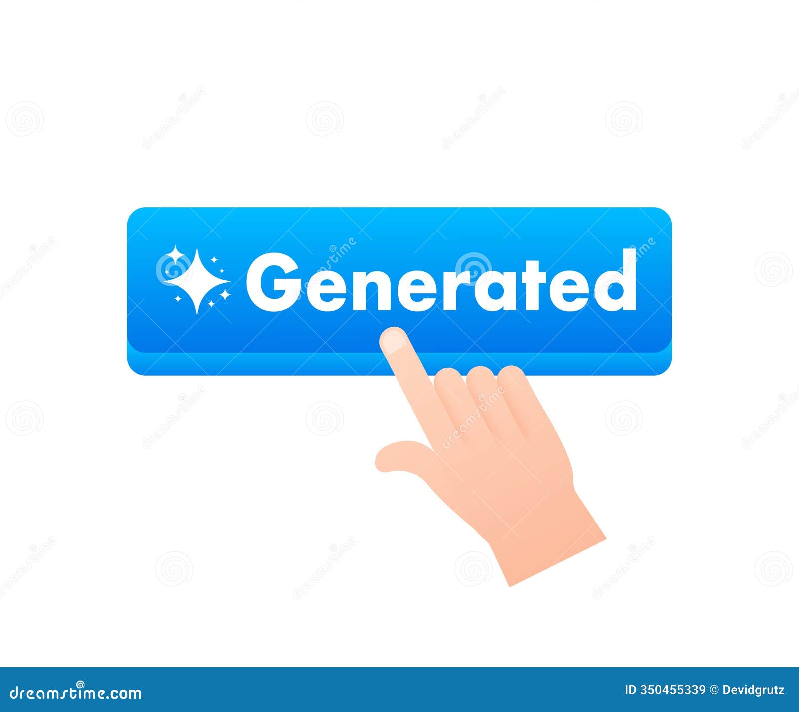 Finger Pressing a Blue Generate Button with Sparkles Stock Vector ...