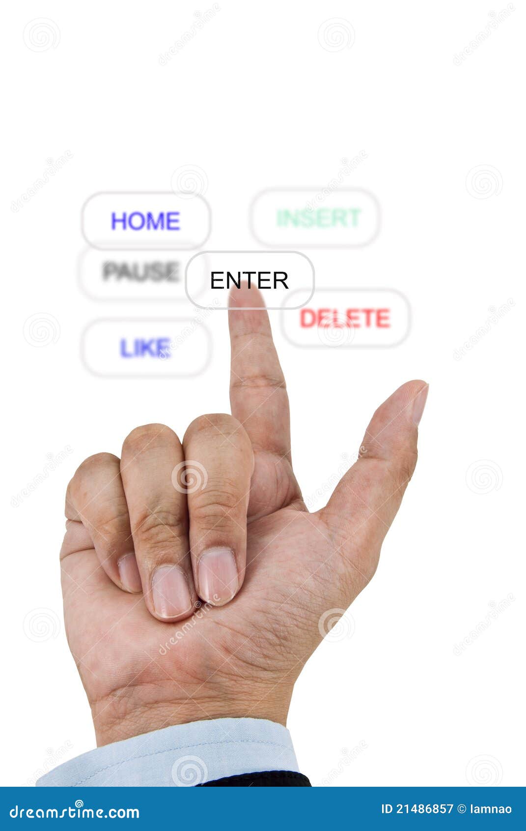 Finger pressing button stock image. Image of white, idea - 21486857