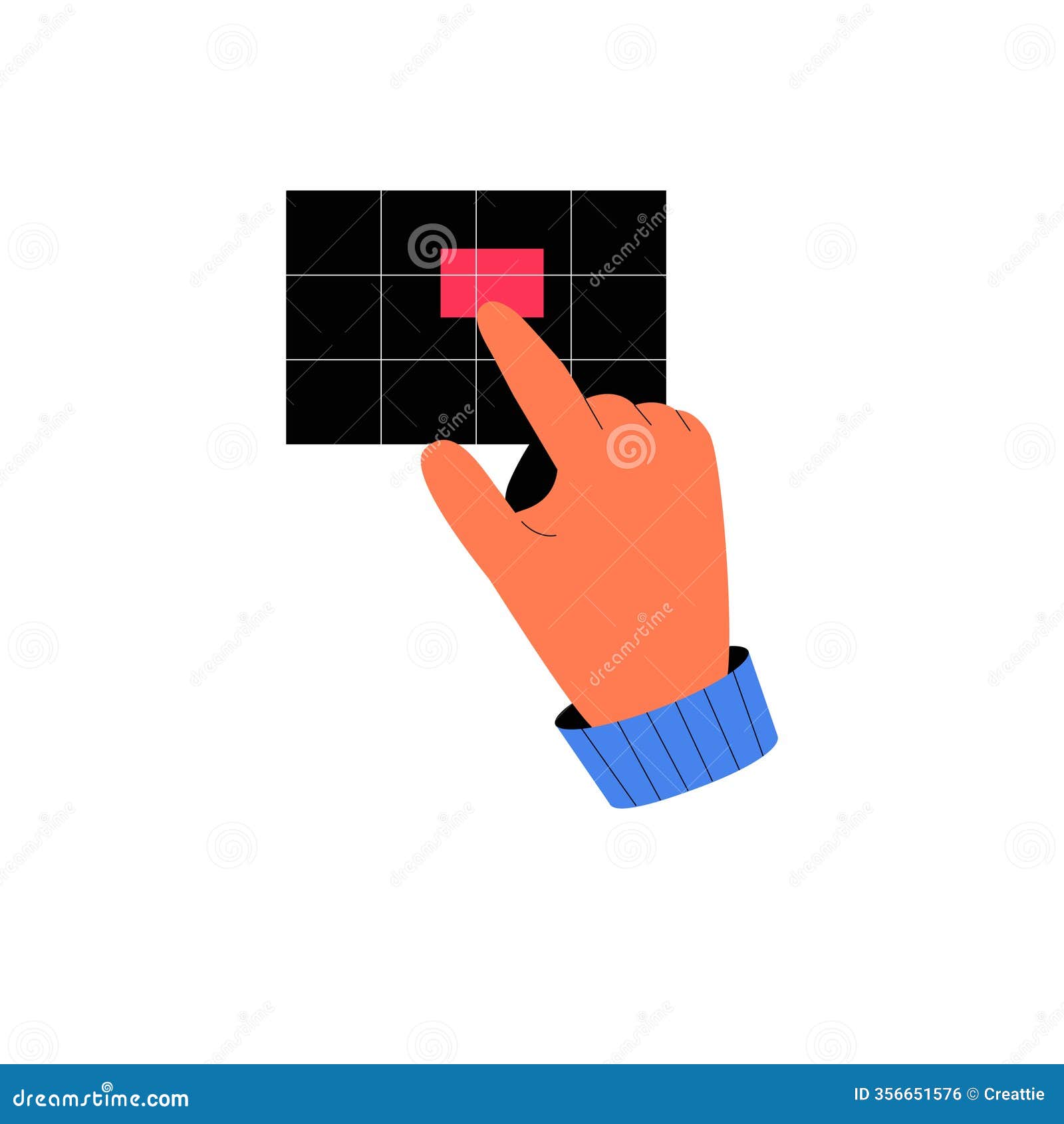 Finger Pressing Button in Flat Vector Illustration Symbolizing ...
