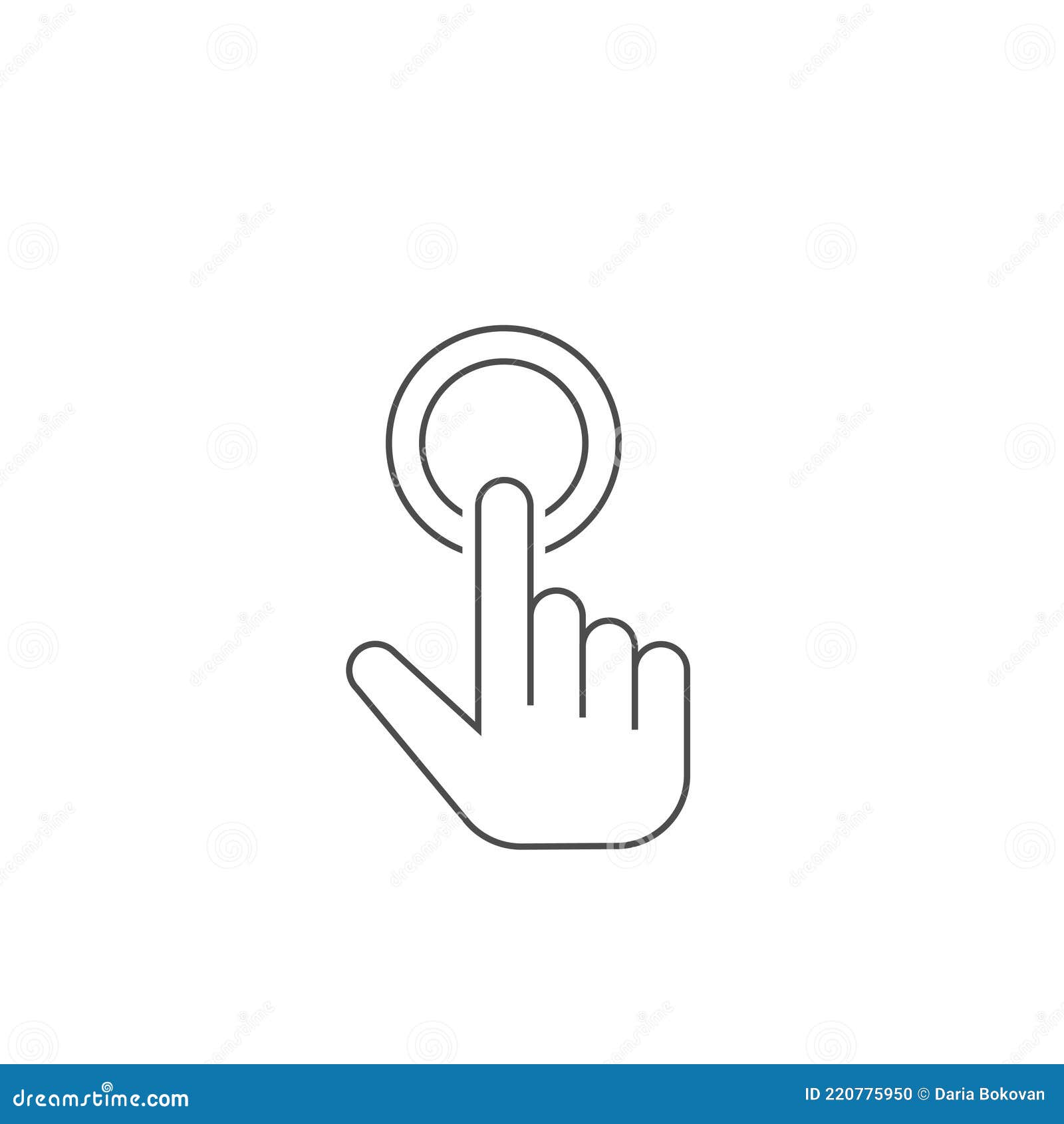 Finger Pressing Button Outline Vector Icon Cursor Pointer Symbol, Logo ...