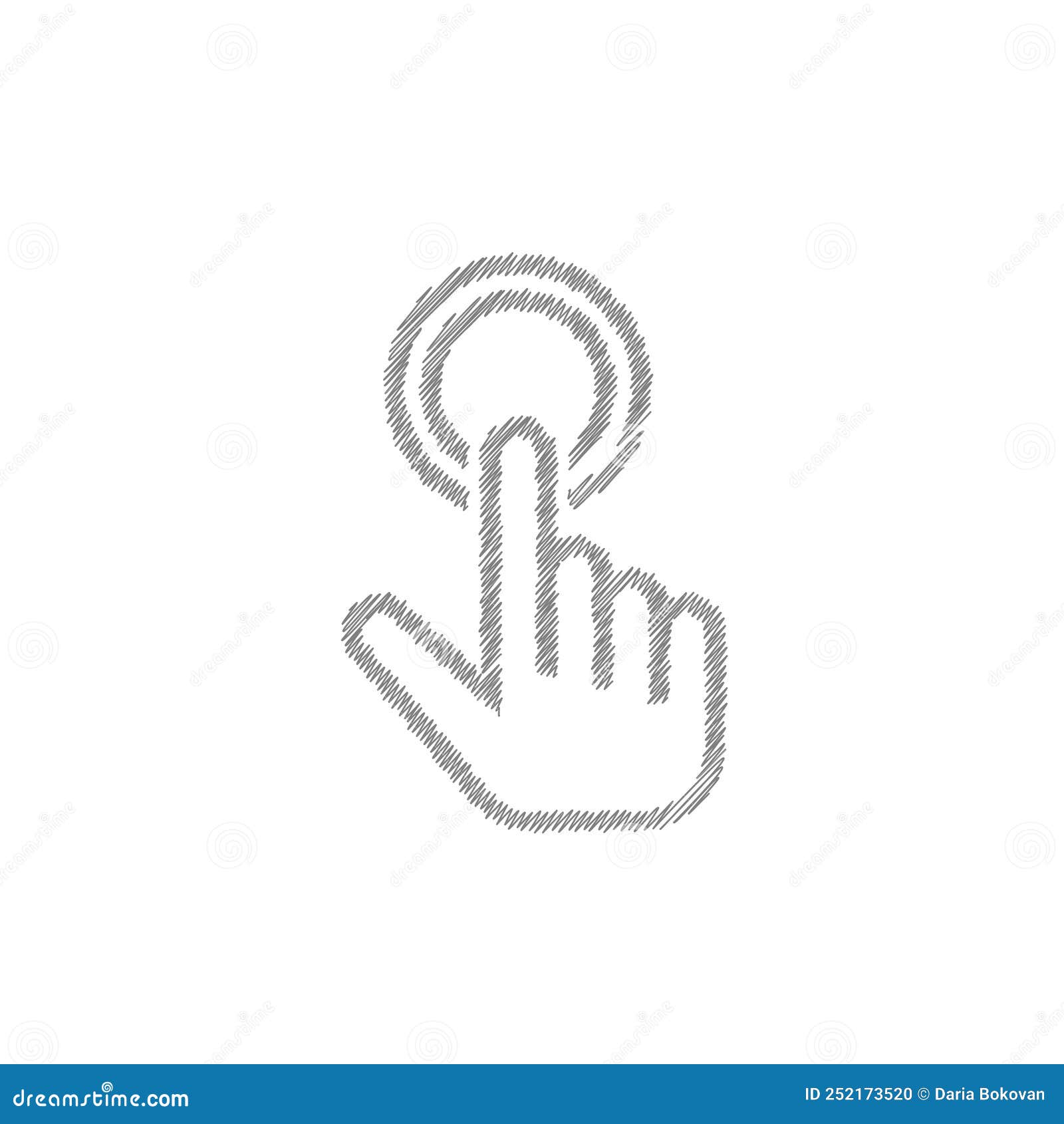 Finger Pressing Button Sketch Grey Vector Icon Stock Vector ...