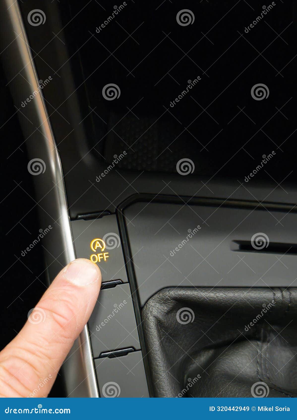 Finger Pressing Button To Turn Off the Start-stop System in a Modern ...