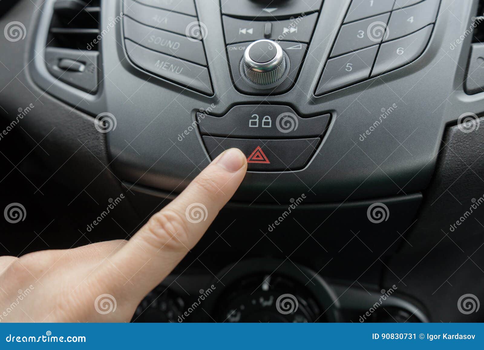 Finger Pressing Car Emergency Light Button Stock Image - Image of panic ...