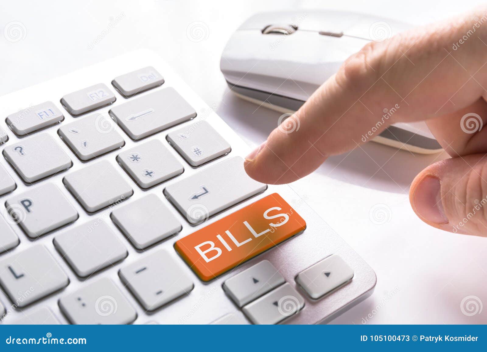 Computer Button with Bills Sign Stock Image - Image of financial, bill ...