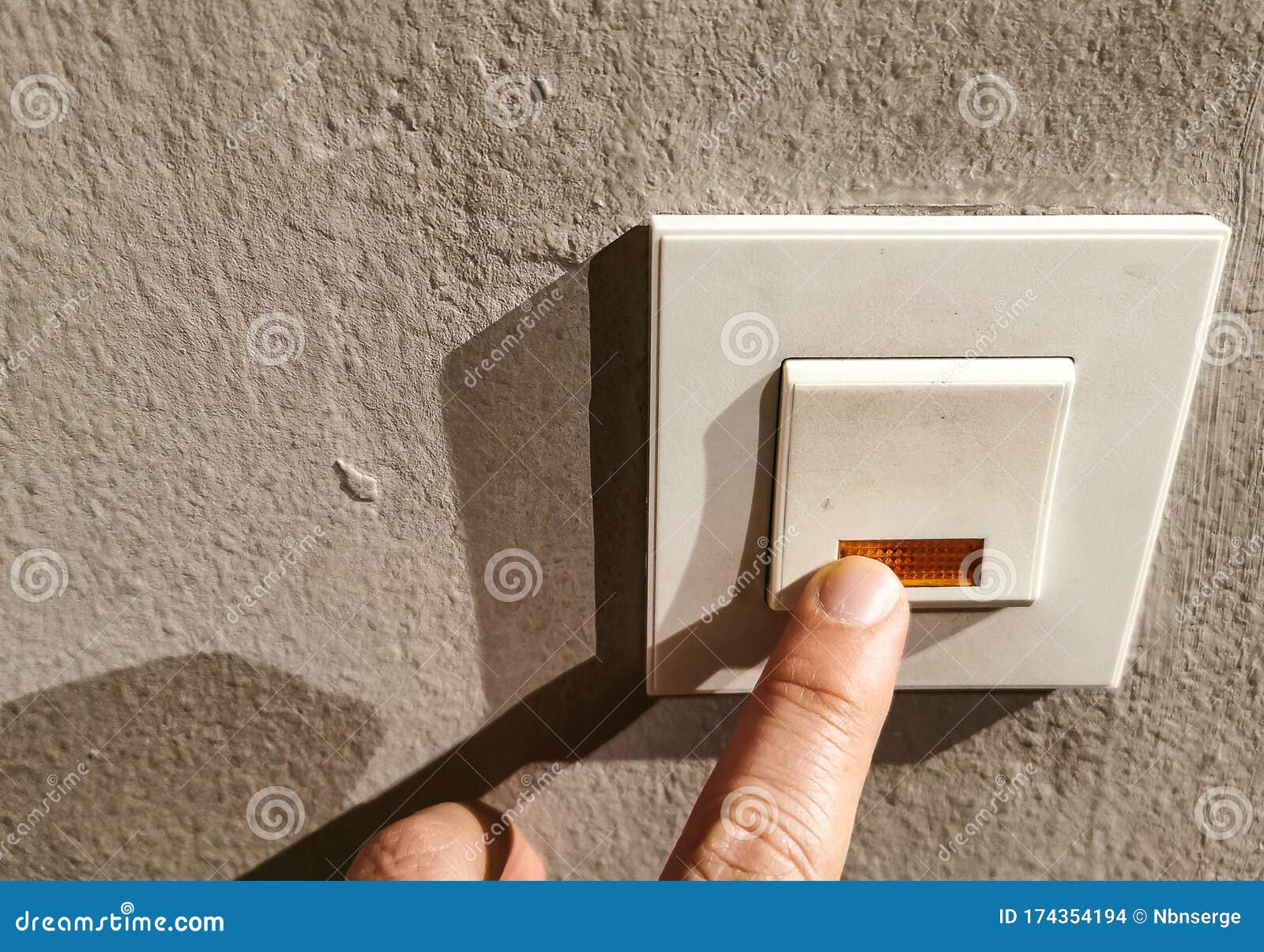 A Finger Pressing Door Bell or Activating a Switch Giving Alert Stock ...