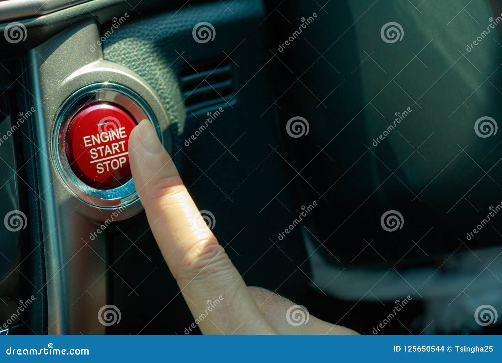 Finger Pressing the Engine Start Stop Button Stock Photo - Image of ...