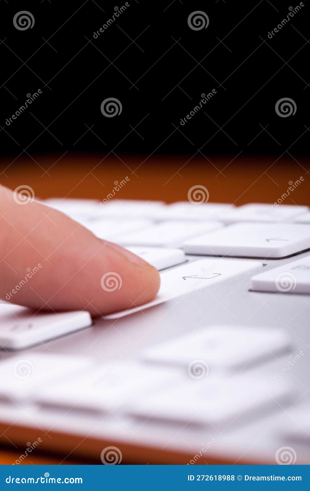 Finger Pressing an Enter Button on Alluminium Keyboard with Blac Stock ...