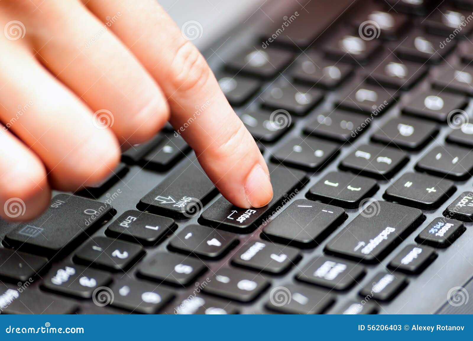 Finger Pressing Enter Button Closeup Stock Image - Image of black ...
