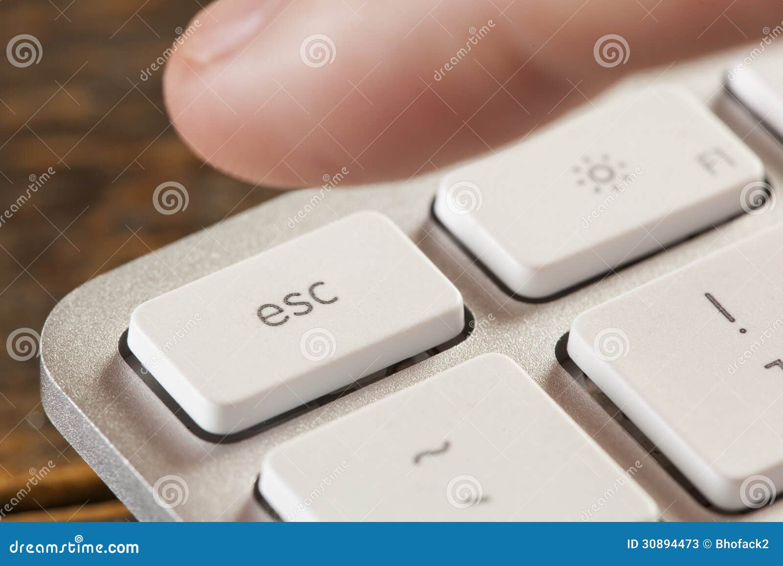 Finger Pressing Escape on a Grey Computer Keyboard Stock Image - Image ...