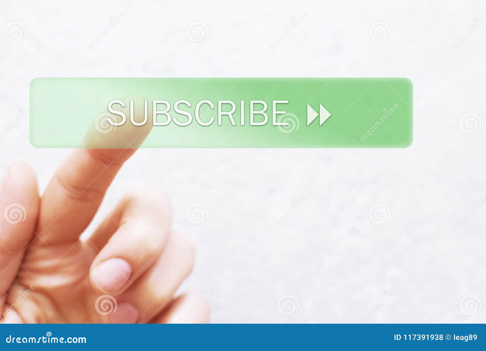 Finger Pressing Green Subscribe Button Stock Photo - Image of push ...