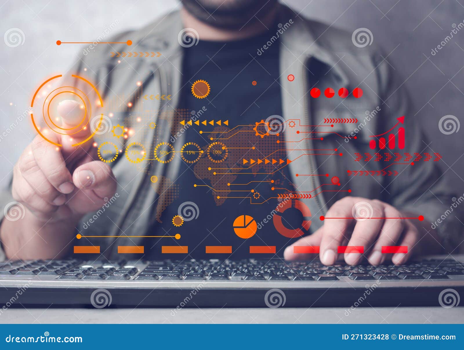 Finger Pressing an Interface with the Digital Transformation. Concept ...