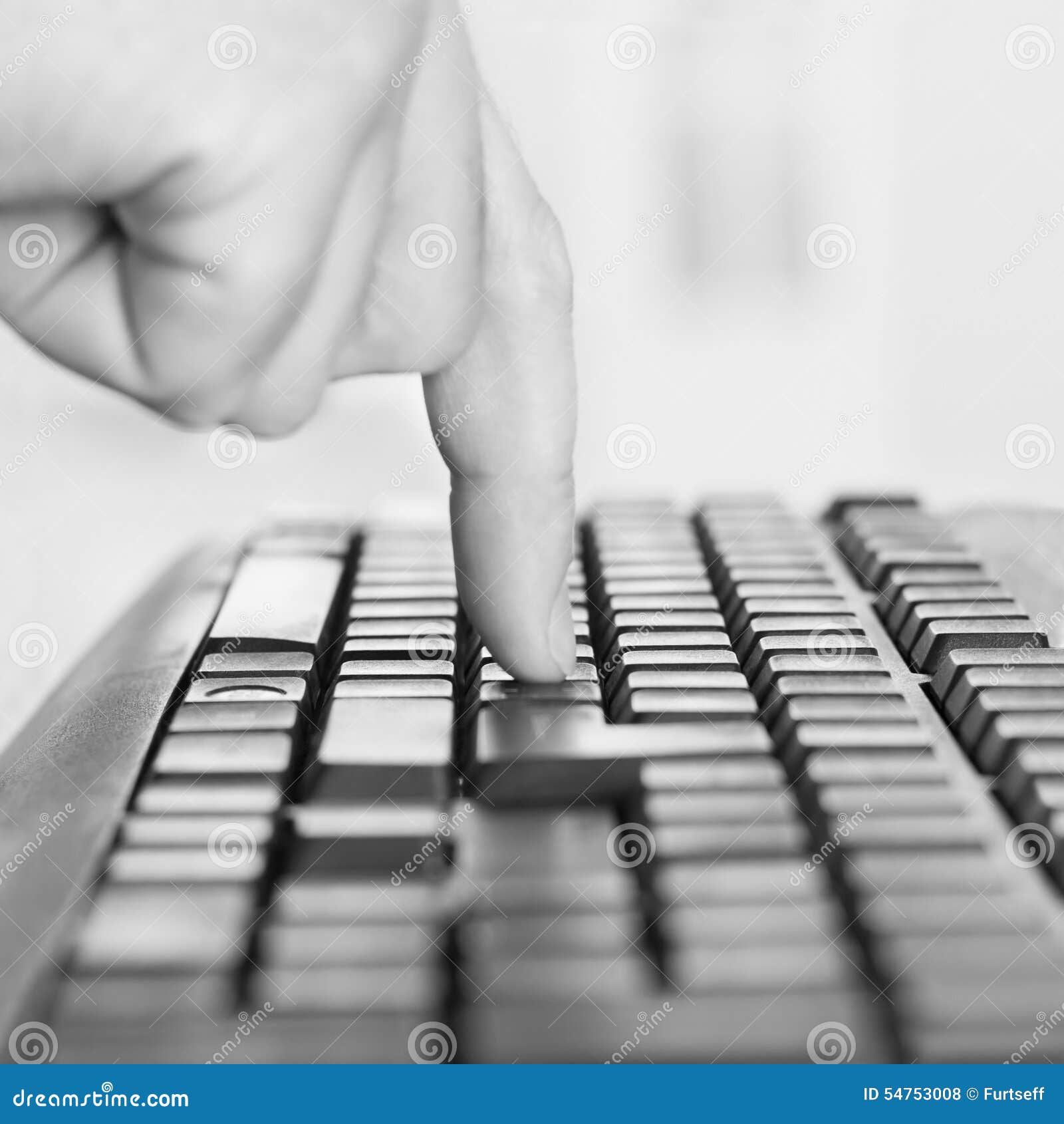 Finger Pressing a Key on a Computer Keyboard Stock Photo - Image of ...