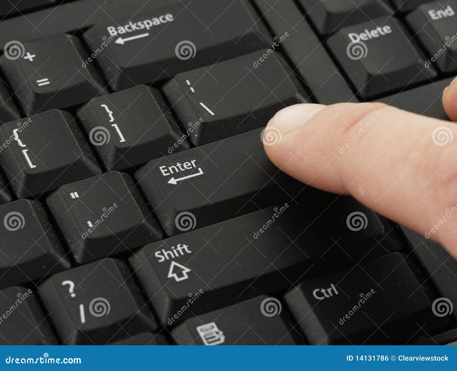 Finger pressing keyboard stock photo. Image of computer - 14131786