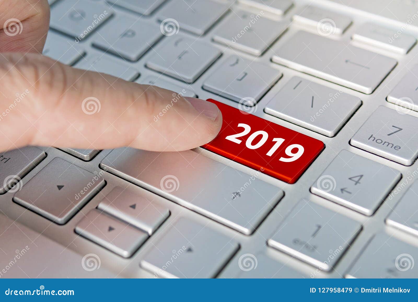 Finger Pressing Keyboard Key Written 2019 Newyear. Finger Presses a ... Finger Pressing Keyboard Key Written 2019 Newyear. Finger Presses a ...
