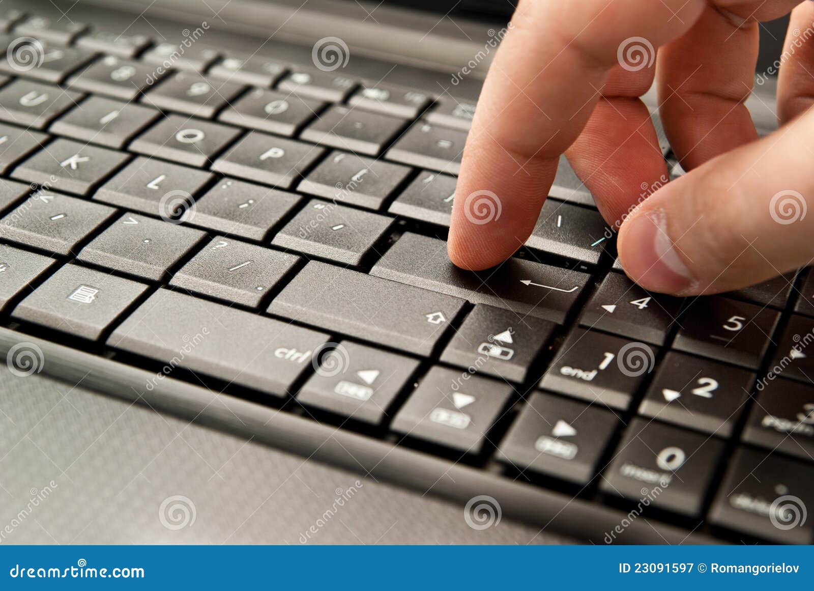 Finger pressing laptop stock image. Image of macro, internet - 23091597