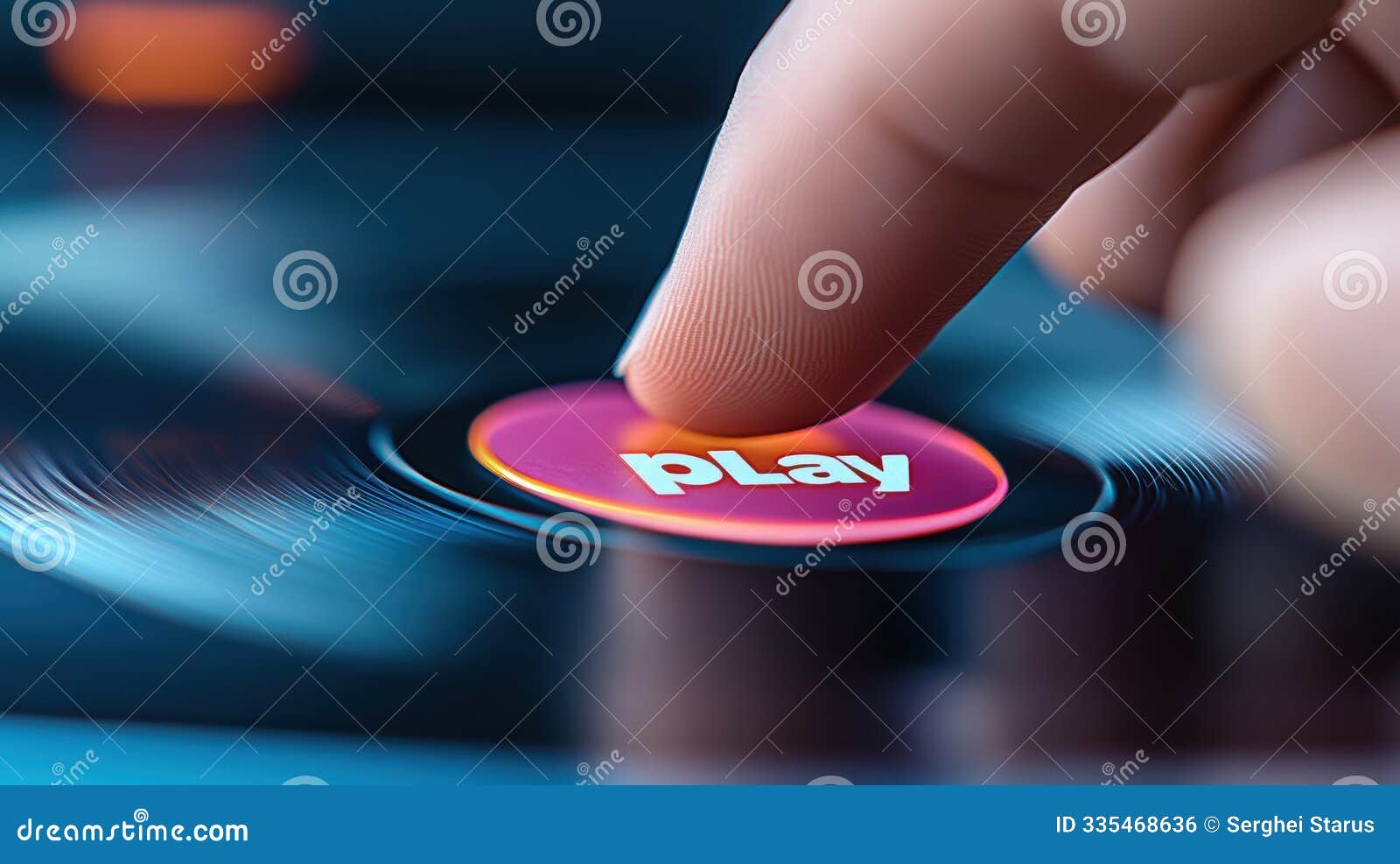 A Finger Pressing a Play Button on an Old Record Player, AI Stock Photo ...