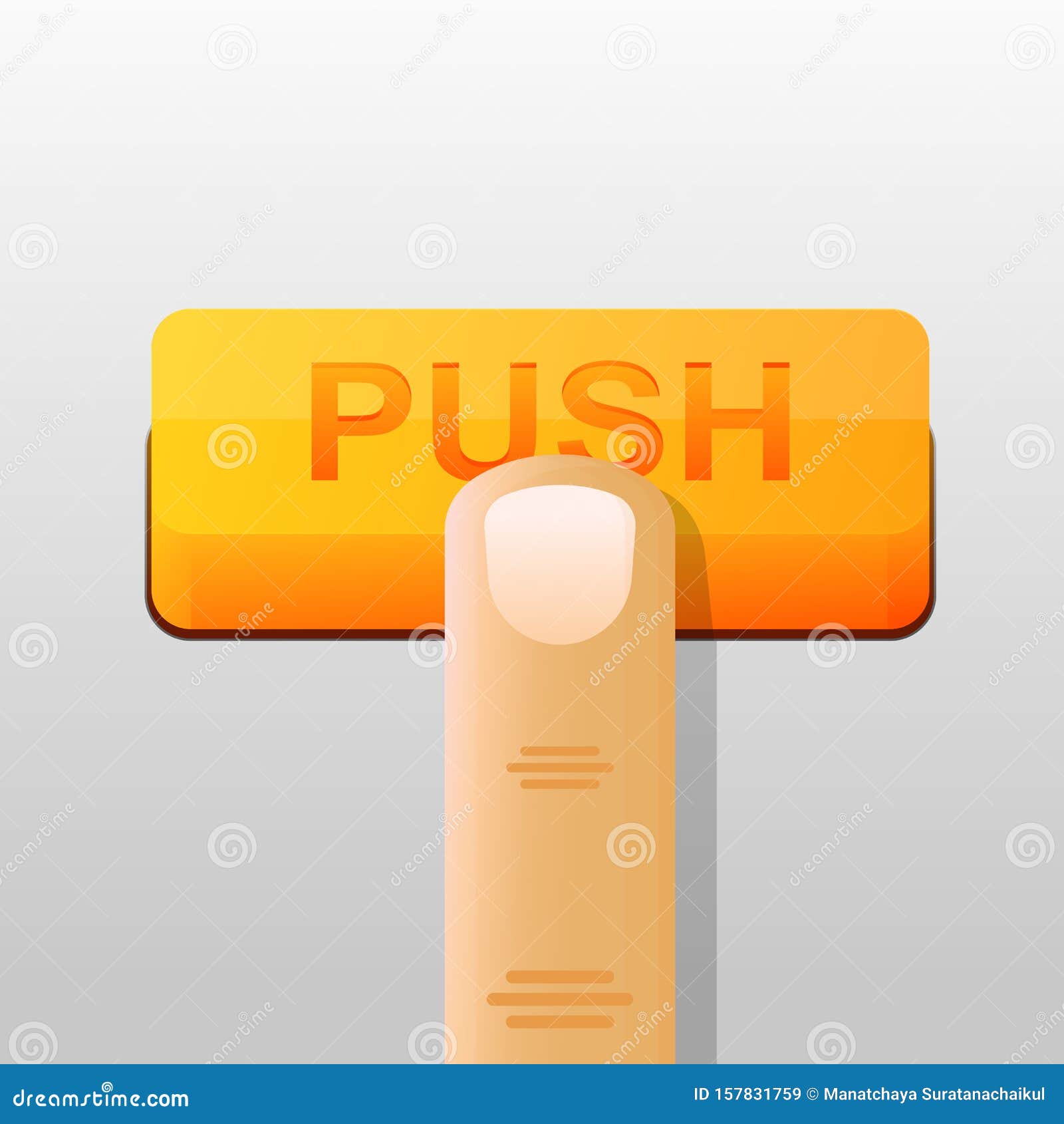 Finger Pressing on Push Button. Stock Illustration - Illustration of ...
