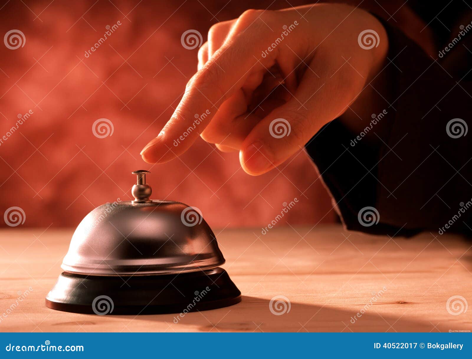 Finger Pressing a Reception Bell Stock Image - Image of secretary ...