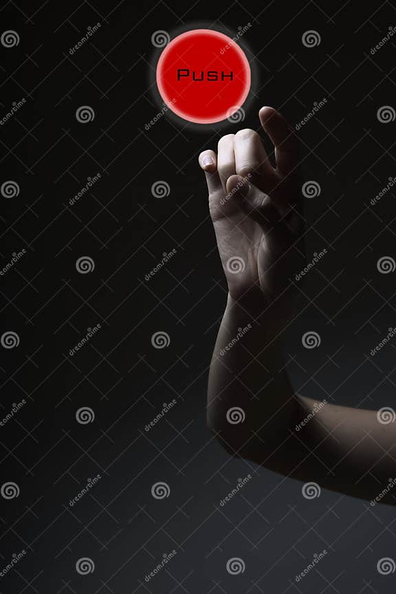 Finger Pressing the Red Button Stock Image - Image of decision ...