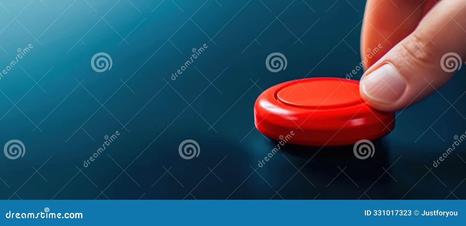 Finger Pressing Red Button in a Dark Room Close-up Stock Illustration ...