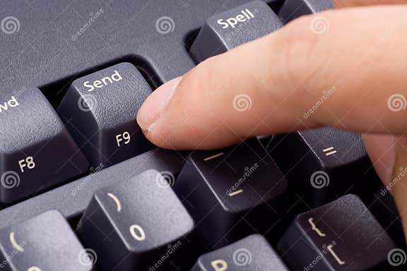 Finger Pressing Send Button Stock Photo - Image of send, english: 6364250