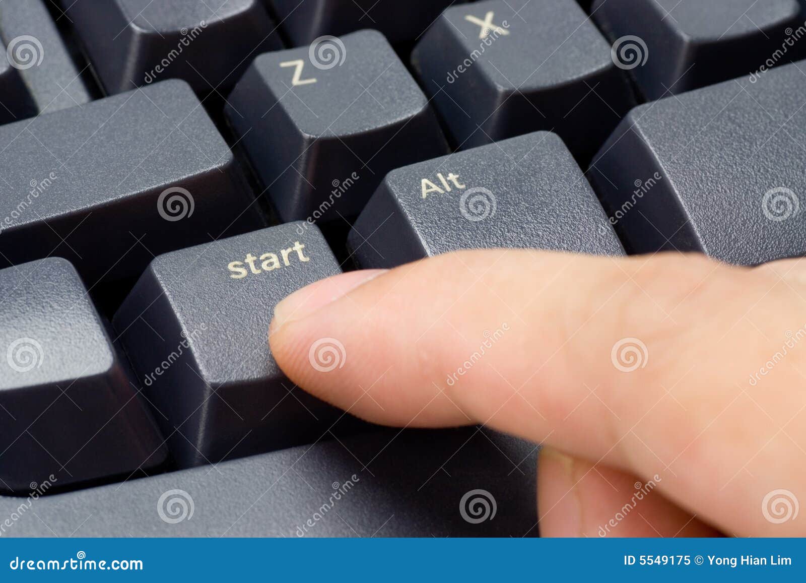 Finger Pressing START Button Stock Image - Image of english, computing ...