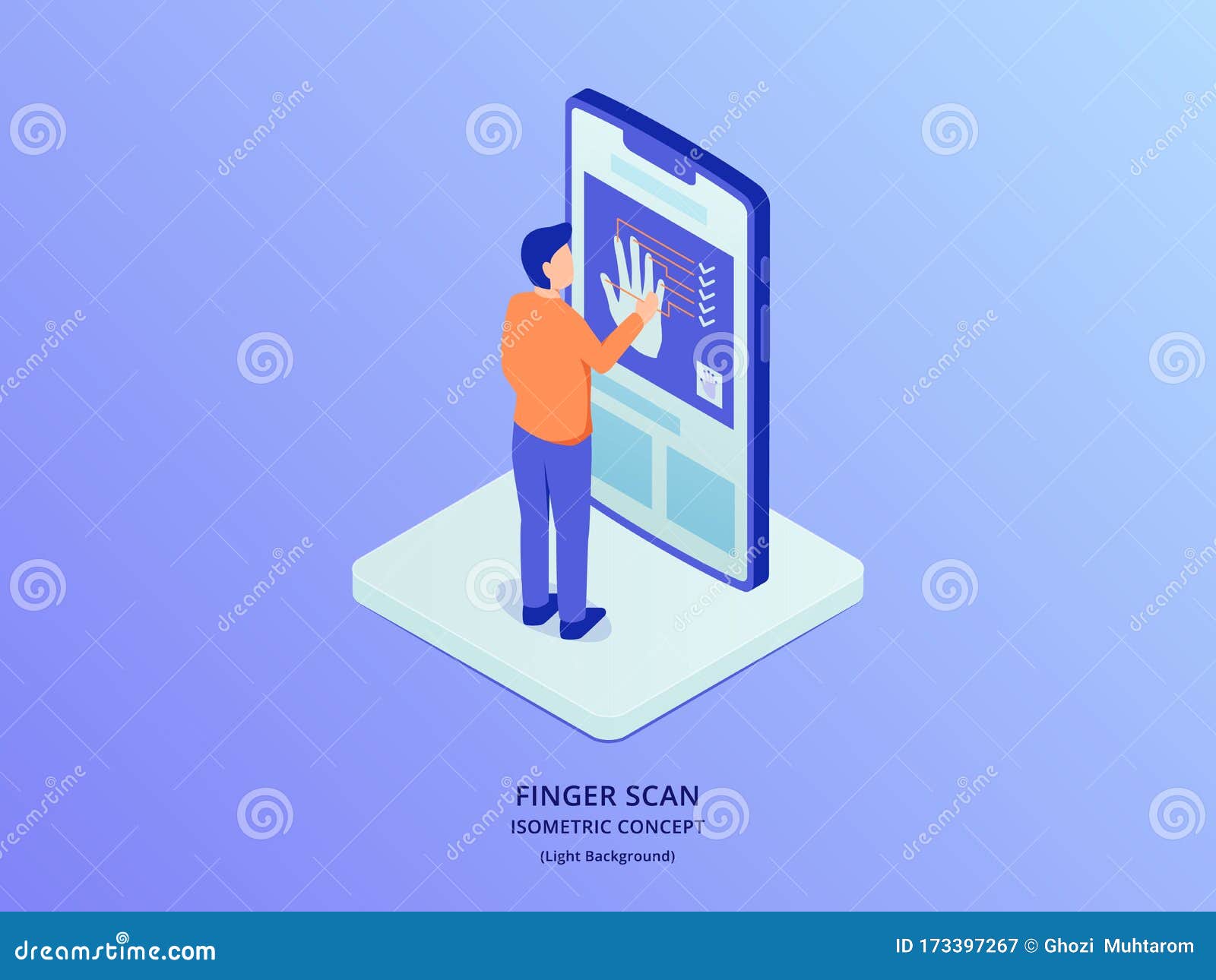 Finger Print Biometric Scanner with People Standing in Front Smartphone ...