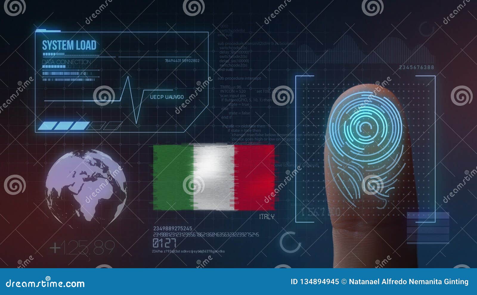 Finger Print Biometric Scanning Identification System. Italy ...