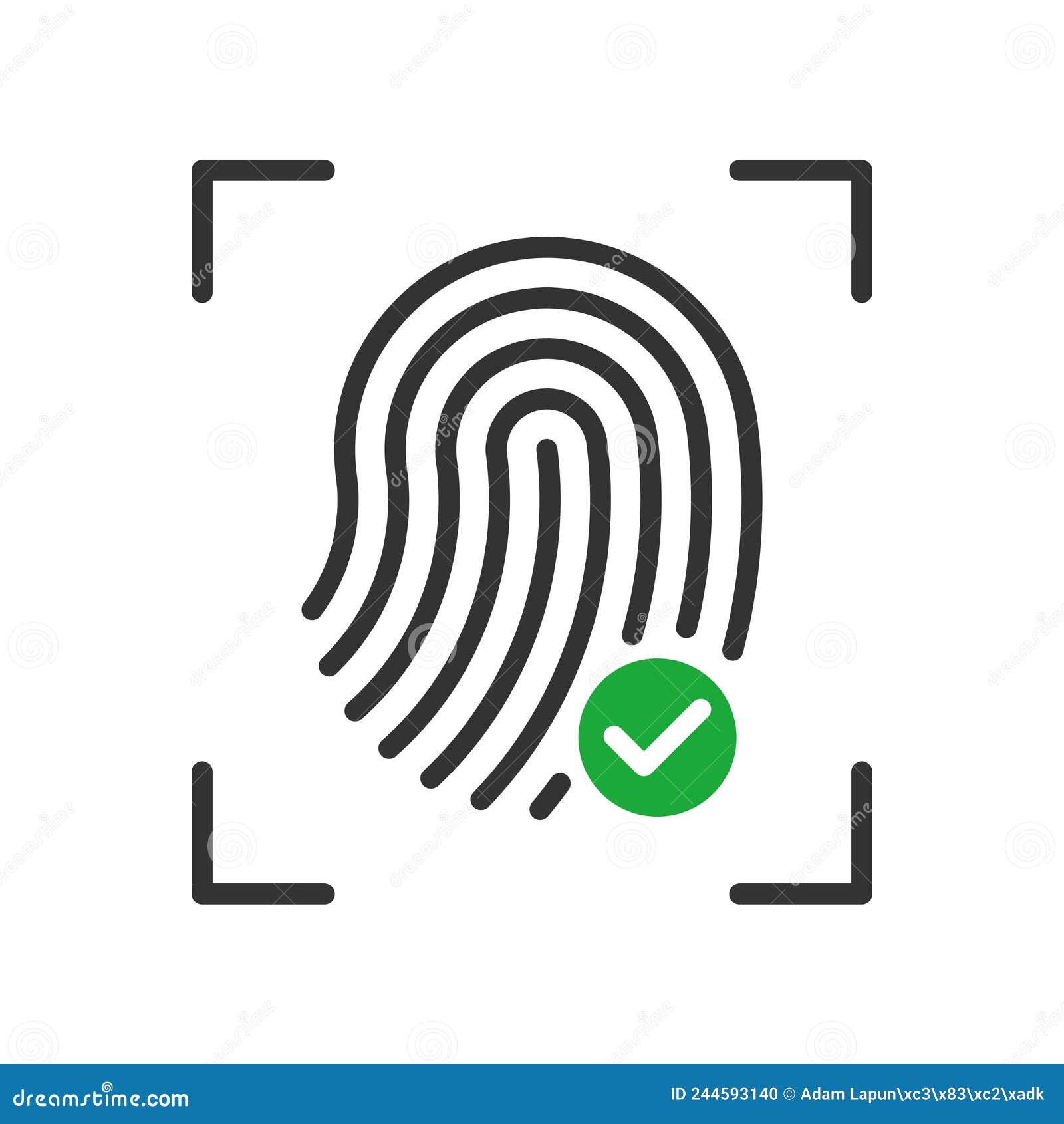 Fingerprint Approve Vector Icon with Green Mark Stock Vector ...