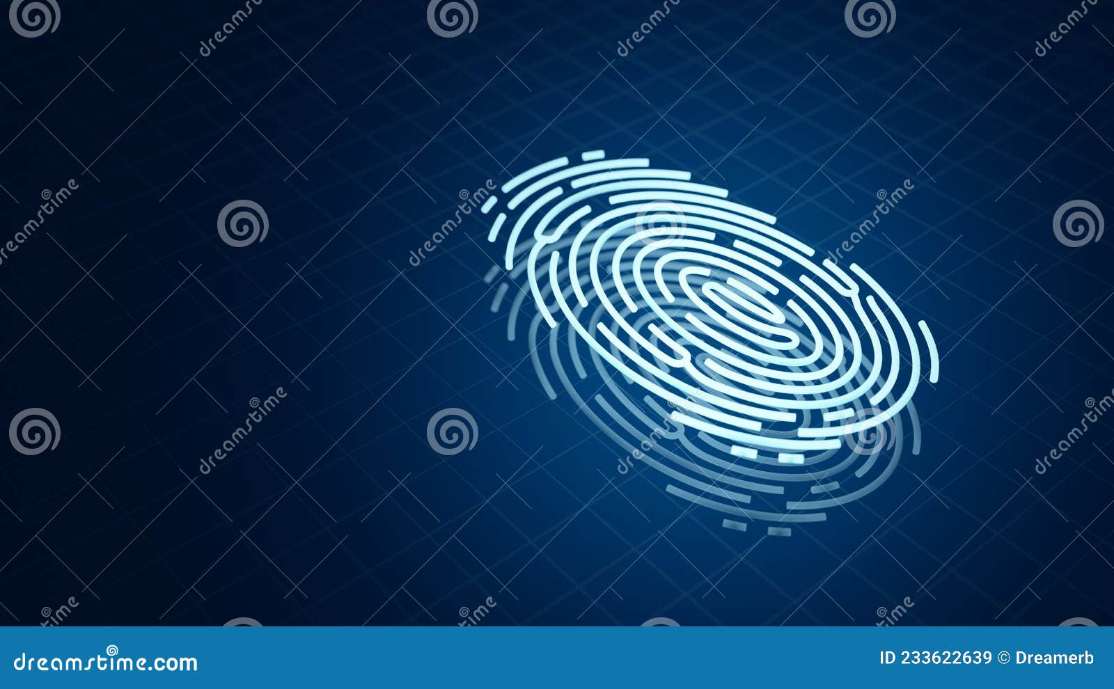 Finger Print on Blue Background. Security and Identify. Biometric ...