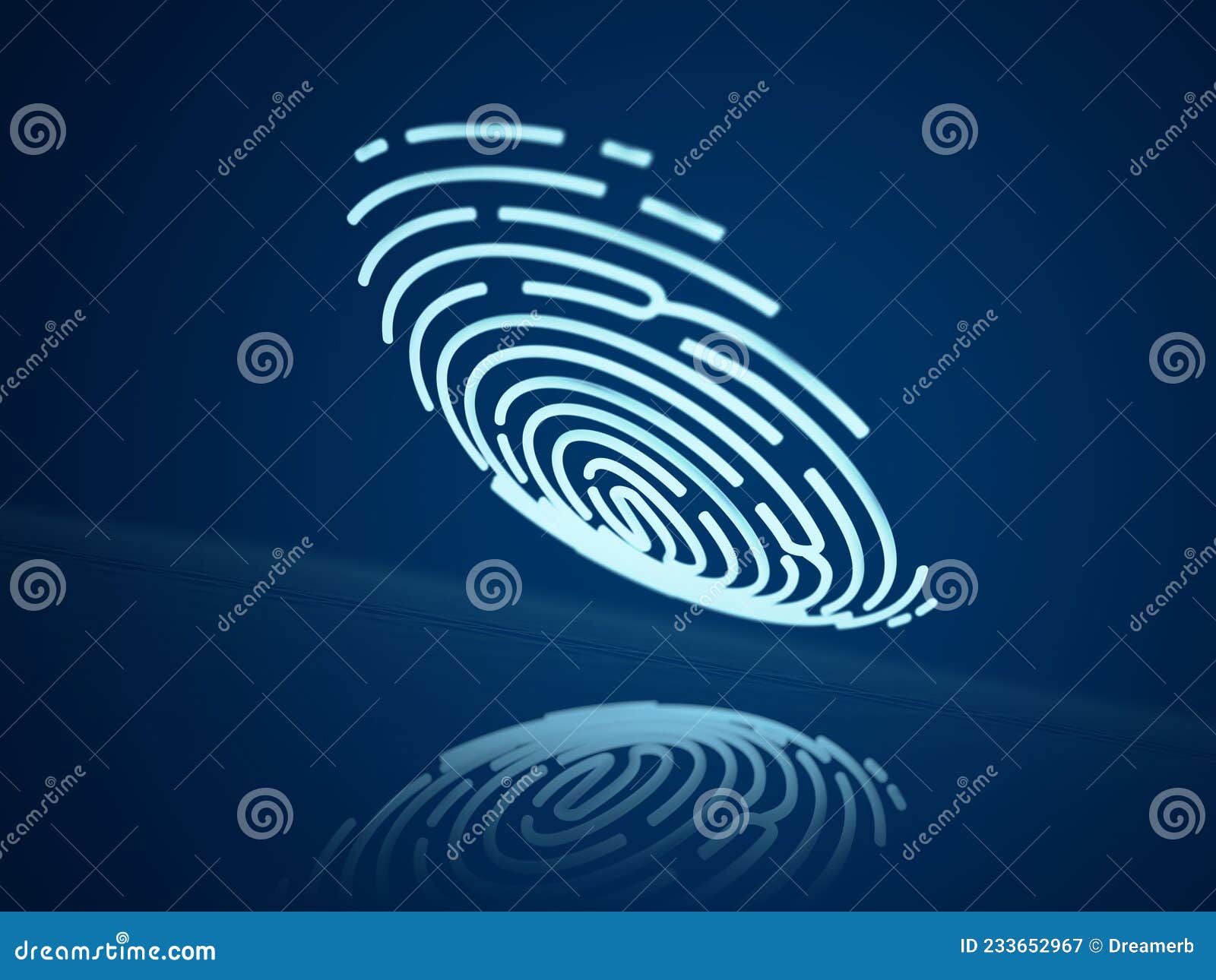 Finger Print on Blue Background. Security and Identify. Biometric ...