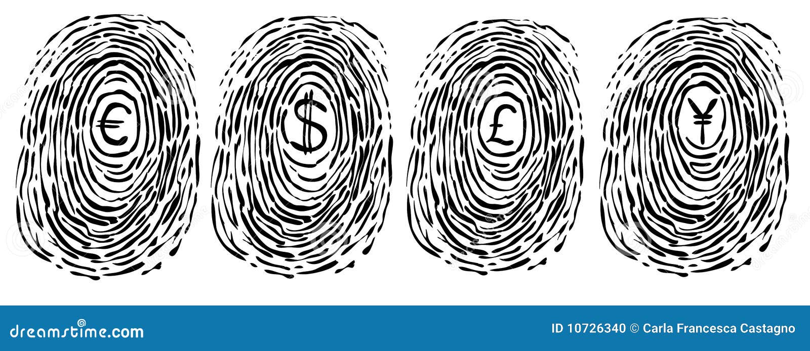 Finger Print with Currency Symbols Stock Vector - Illustration of ...