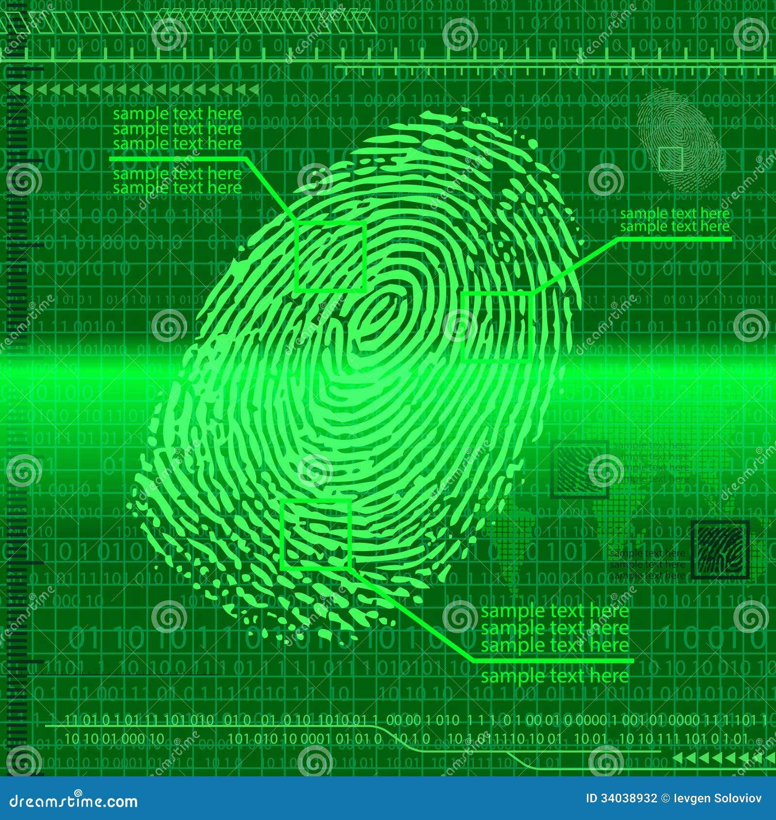 Finger print green stock vector. Illustration of black - 34038932