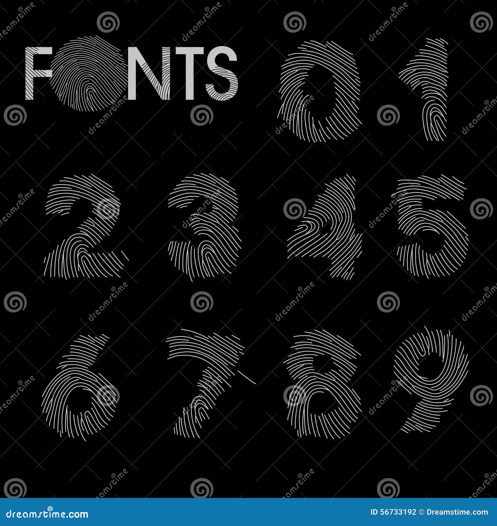 Finger Print Numbers Best Font Vector Stock Vector - Illustration of ...