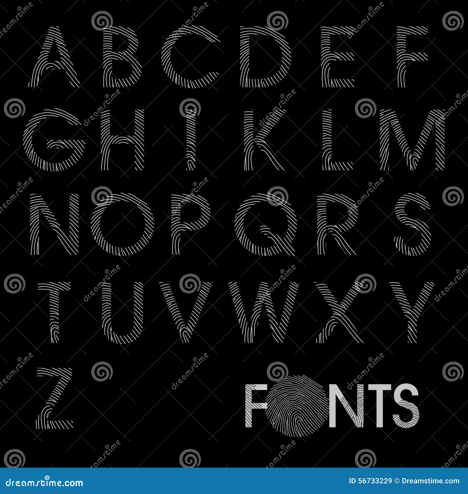 Finger Print Regular Alphabet Best Font Vector Stock Vector ...