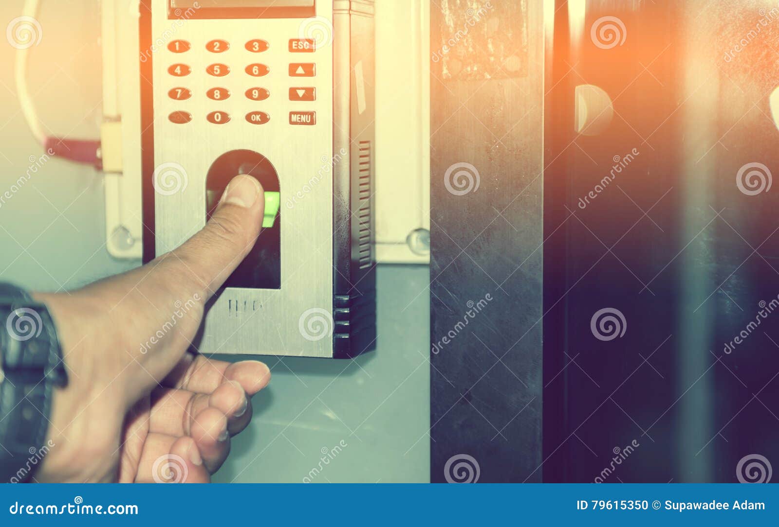 Finger Print Scan for Unlock Door Security System Stock Photo - Image ...