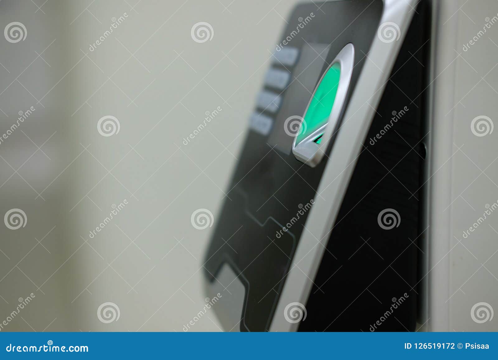 Finger Print Scanning on Access Control Machine. Hour Work Time Stock ...