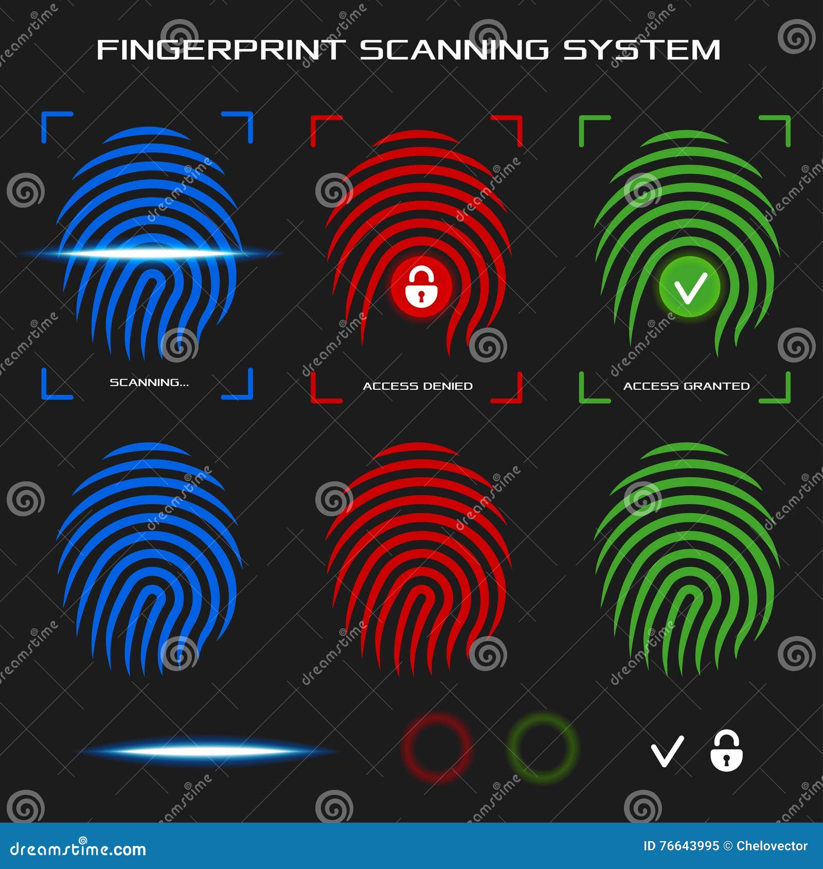Finger Print Scanning System. Vector Illustration. Stock Vector ...