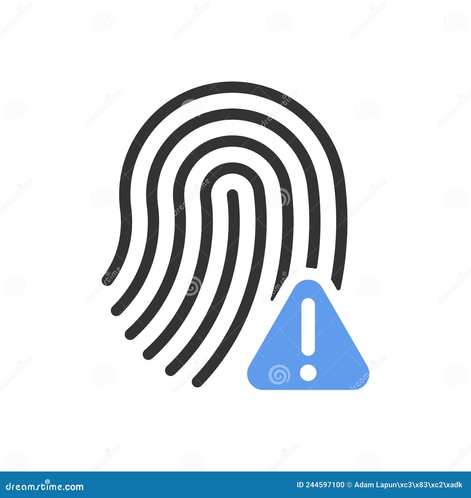Fingerprint Warning Black and Blue Vector Icon Stock Vector ...